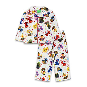 Sesame Street Elmo Toddler Coat Style Pajamas Set (2T, White)