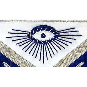 Master Mason with Embroidered Border Masonic Apron - [Blue & White]