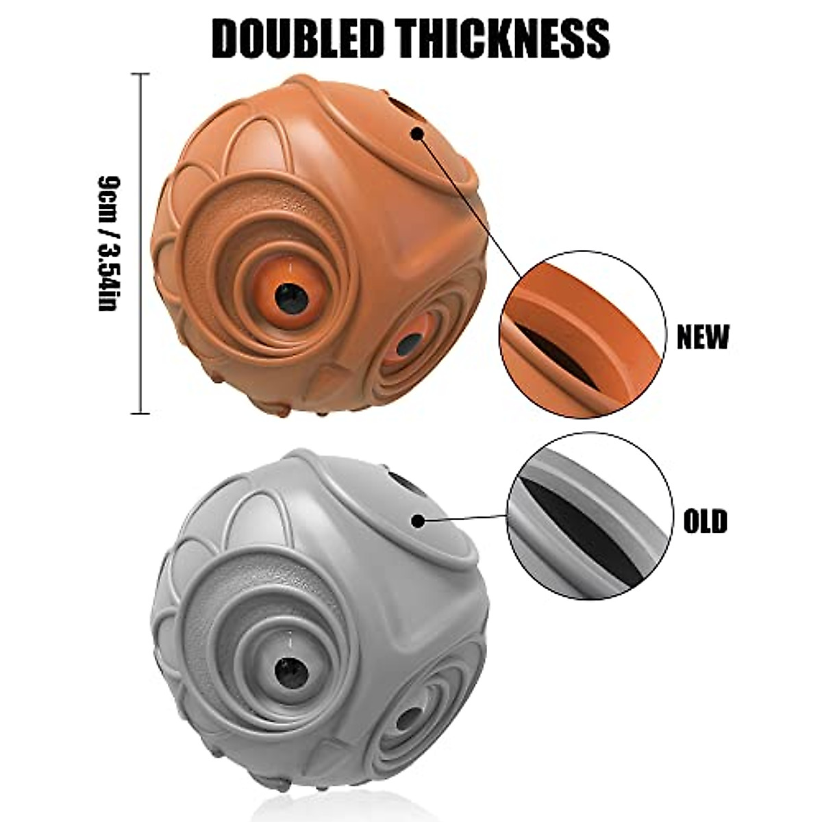 Giggle Ball for Dogs Owl Dog Toys for Aggressive Chewers Dog Ball Toy for Puppy Medium Large Dogs Natural Rubber Cute Owl Hoot Fun Giggle Sounds When Rolled or Shaken(Brown Owl)