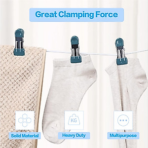 Clothes Pins, 24Pcs Chip Clips, 8 Mix Colors Clothespins, Bag Clips, Paper Clips, Mini Clothes Pins for Photo, Chip Clips Bag Clips Food Clips, Heavy Duty Metal Food Clips for Food, Kitchen Clips