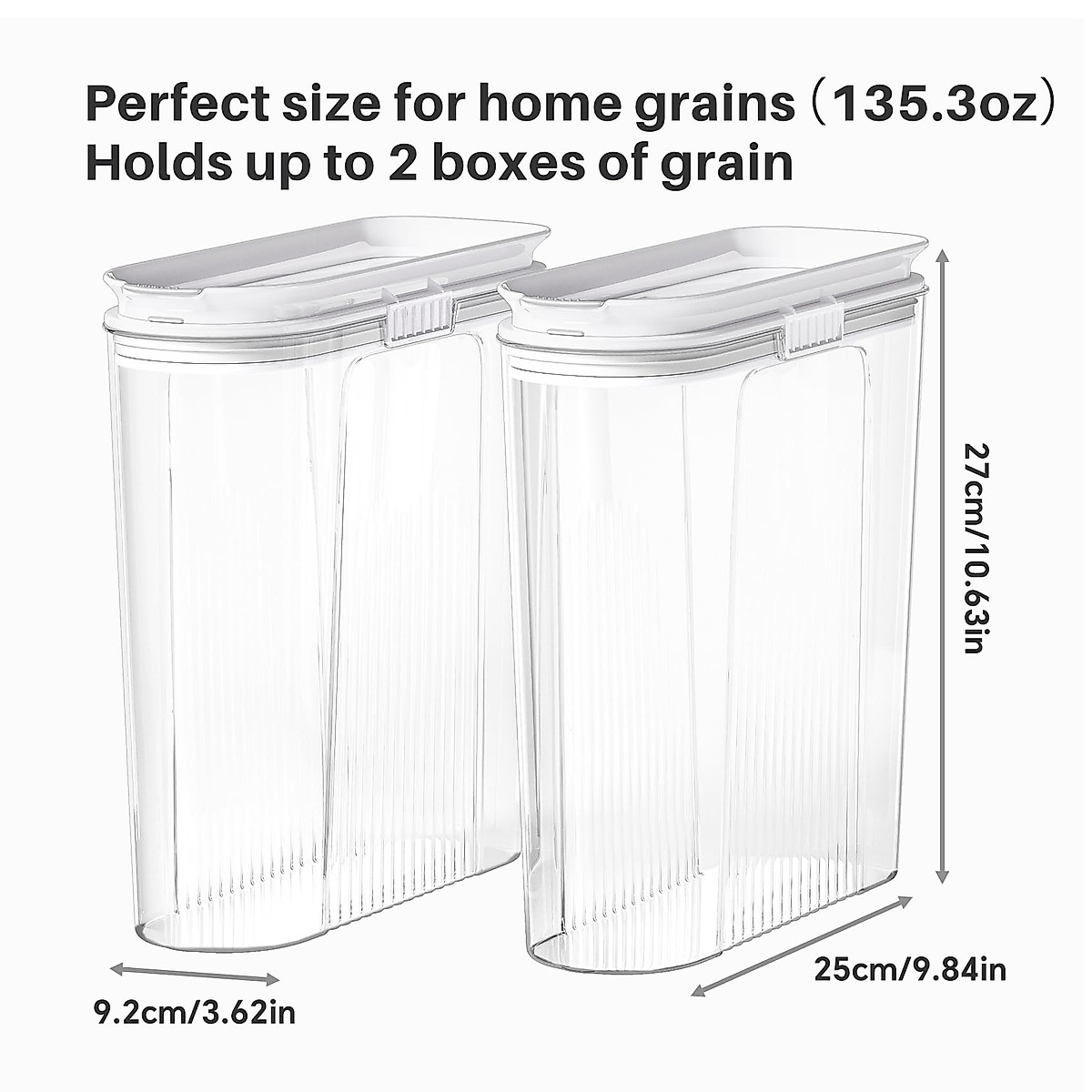 Ducoak Cereal Containers Storage Set Airtight Food Storage Containers with Lids Flip-Top 2PCK Plastic Cereal Storage Containers Cereal Organizer Dispenser for Pantry Kitchen(135.3oz/4L)