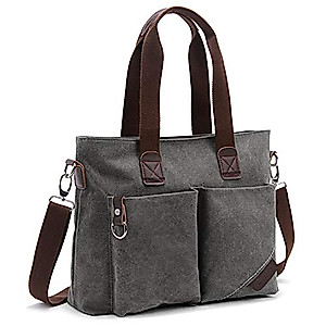 ToLFE Women Top Handle Satchel Handbags Tote Purse Shoulder Bag (Grey-(large))
