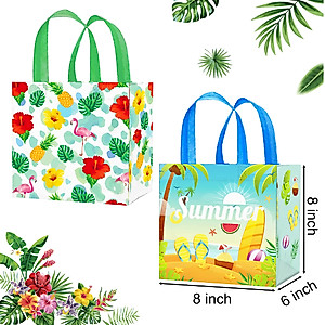 Hawaii Aloha Party Bags Summer Pool Beach Pineapple Watermelon Flamingo Theme Non-Woven with Handles Gift Treat Bags for Hawaiian Summer Pool Party Supplies