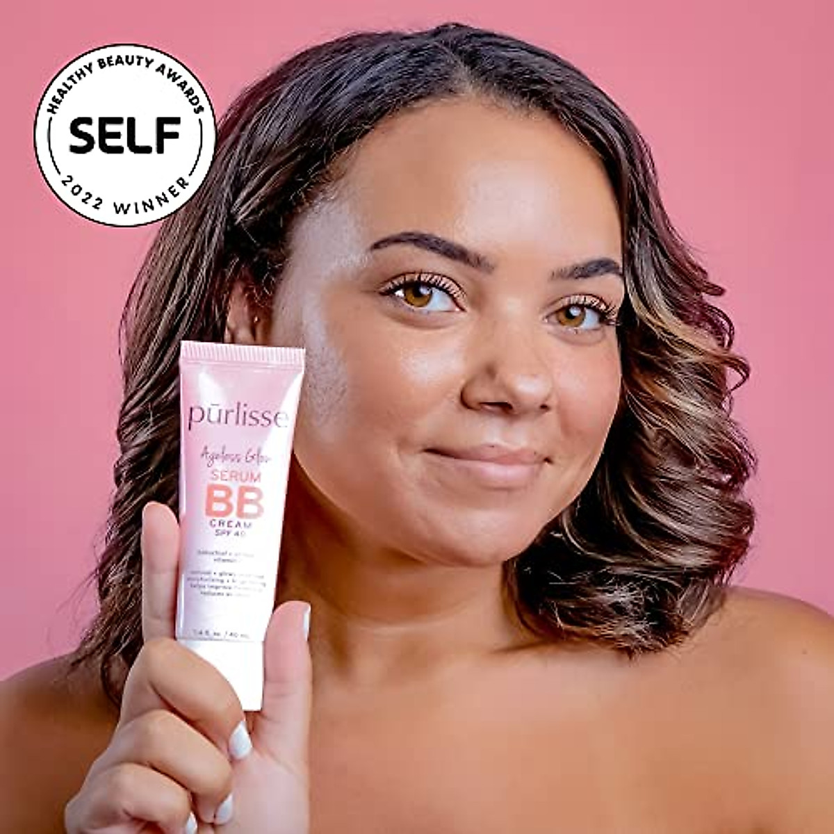 purlisse Ageless Glow Serum BB Cream SPF 40 : Clean & Cruelty-Free, Full & Flawless Coverage, Hydrates with Collagen | Light 1.4oz