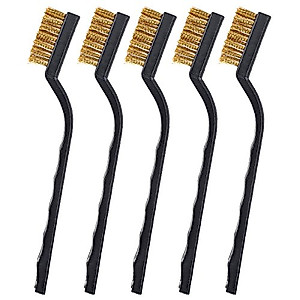 10 Pieces Small Wire Brush Scratch Brush (Stainless Steel + Brass), Curved Handle Masonry Brush Wire Bristle for Cleaning Welding Slag and Rust