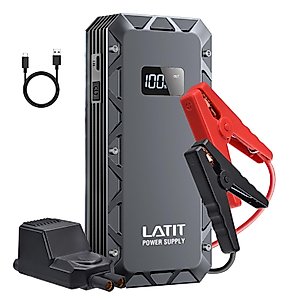 LATIT 2000A Peak Car Jump Starter, 20000mAh 12V Booster Pack Jump Starter for Up to 7.5L Gas/6.5L Diesel Engine, Powerful Jump Starter Battery Pack with Smart Jumper Cable, LED Light and LCD Display