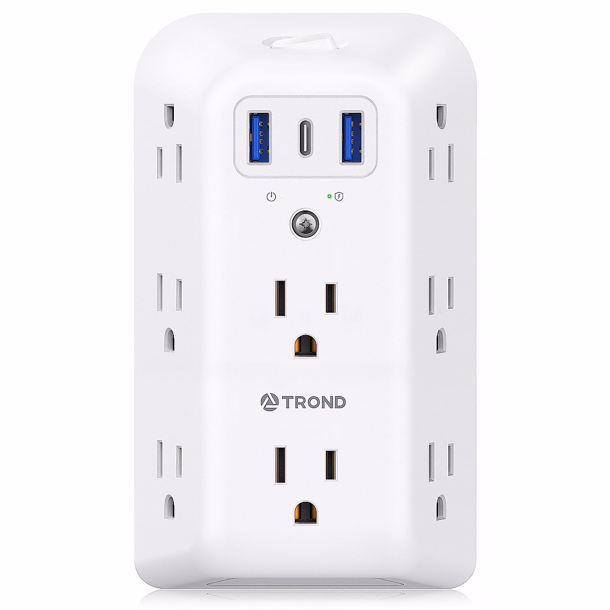 TROND Outlet Extender Surge Protector - 8 Outlet Splitter with 3 USB Ports (1 USB C), Multiple Plug Expander with ON/Off Switch, 3 Sided Multi Plug Wall Adapter Power Strip for Home Office Kitchen