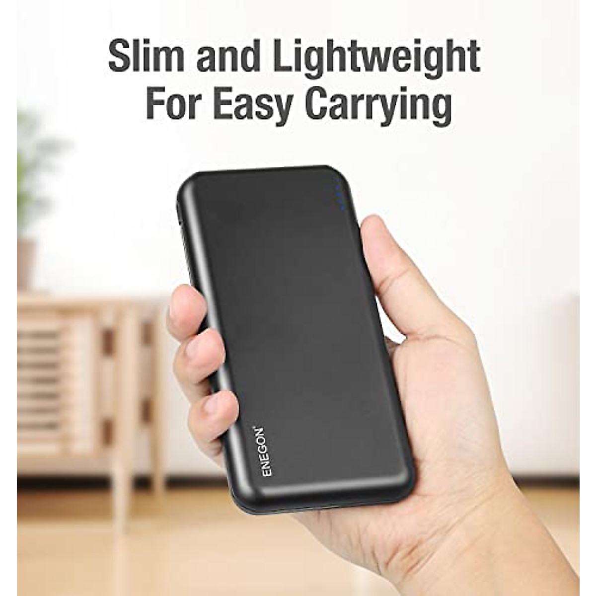 ENEGON 2-Pack Portable Charger Power Bank 10000mAh, The Phone Charger Battery with USB C Input and Dual USB Output for iPhone 14, iPad, Galaxy S22, Pixel, Tablets and etc