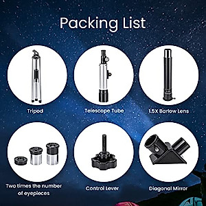 Merkmak Telescope for Kids & Beginners, Kids Telescope 50mm Aperture 360mm AZ, 90X Magnification Astronomical Refracting Telescope with Tripod for Kids to Explore The Moon and Star