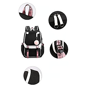 AMZTAN Travel Laptop Backpack for Students with USB Charging Port Oxford Handle Shoulder Tote Bag Laptop Schoolbag (Black)