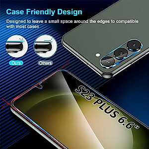 [3+3 Pack] Glass Screen Protector for Samsung Galaxy S23 Plus 5G, 9H Tempered Glass, Ultrasonic Fingerprint Compatible,HD Clear Case Friendly for Galaxy S23 Plus Glass Screen Protector