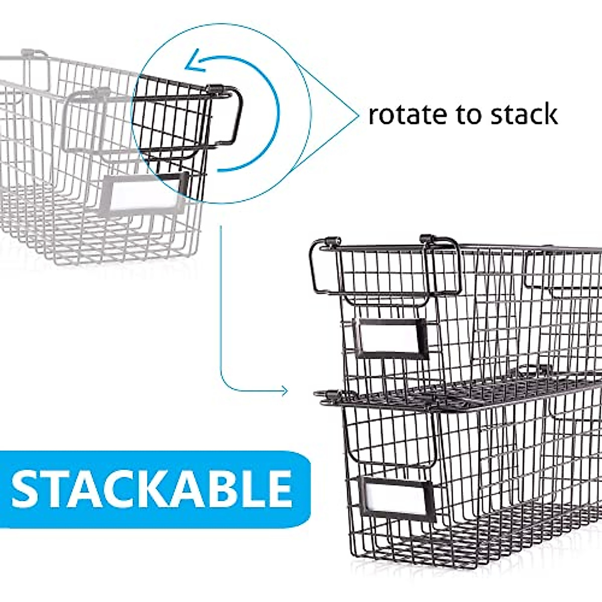 Granrosi Wire Baskets For Storage Pantry Baskets, Set of 2 Wire Storage Baskets, Wire Baskets for Organizing, Large Wire Basket, Kitchen Organization Baskets, Metal Basket for Storage - L - Bronze