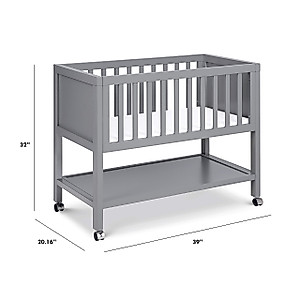 DaVinci Archie Portable Bassinet in Grey, Removeable Wheels, Greenguard Gold Certified