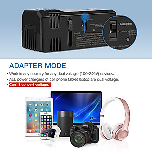 DOACE C8 2000W Travel Voltage Converter 220V to 110V for Hair Dryer Steam Iron, 8A Universal Power Adapter with All in One UK/AU/US/EU Worldwide Plug Wall Charger for Laptop Tablet Camera Cell Phone