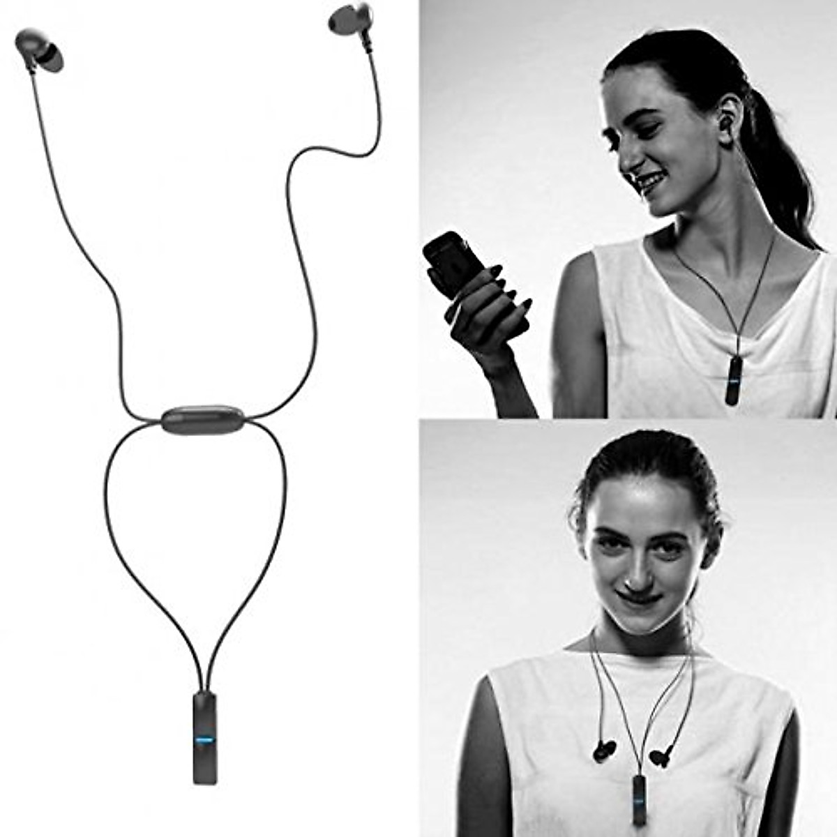 NISMobile Wireless Headset Sport Earphones Hands-free for Galaxy A02s A12 A32 A42 A52 A72 - Sound Headphone Magnetic Grip Pendant Style Neckband Compatible With Samsung A72, Black, (NI-NI36726I6G-64)