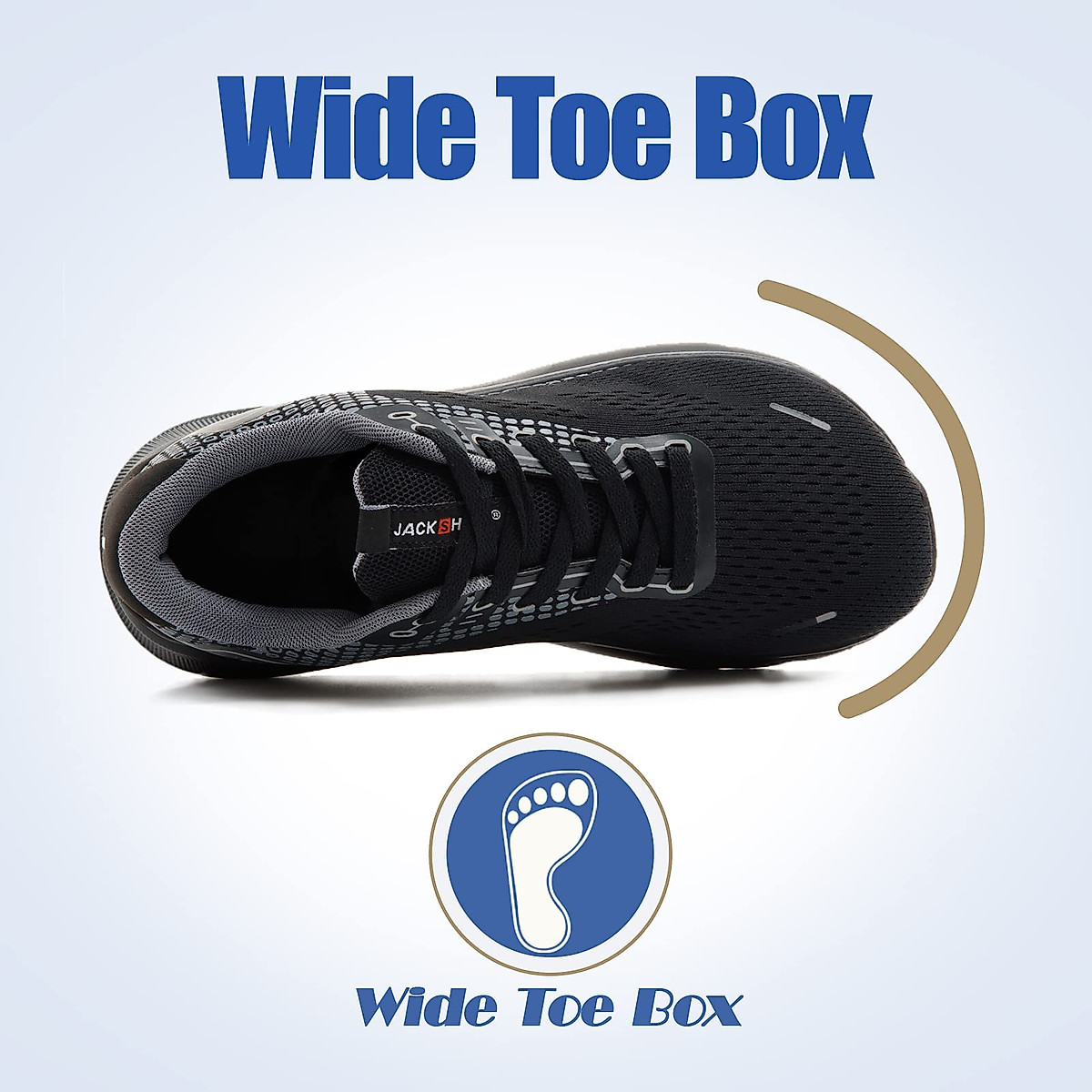 JACKSHIBO Wide Toe Box Shoes for Men Women Wide Sneakers Road Running Shoes Lightweight Breathable Neutral Cushioned Walking Shoes Athletic Tennis Wide Shoes Black