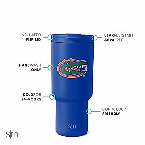 Simple Modern Officially Licensed Collegiate Florida Gators 30 oz Tumbler with Flip Lid and Straws | Insulated Cup Stainless Steel | Gifts for Men Women | Trek Collection | University of Florida
