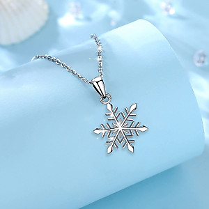 EUDORA Sterling Silver Snowflake Pendant Necklace Elegant Snow Gift for Women, 18" Rolo Chain