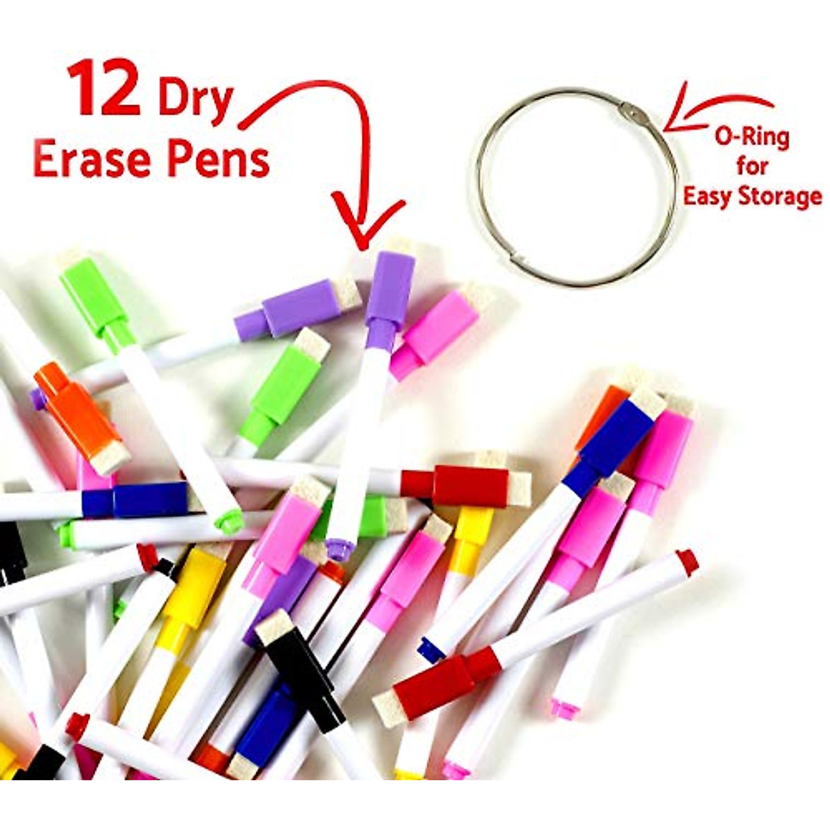 Dry Erase Pockets 12pc [10” x 13”] +Free PENS +Bonus 900 Downloadable Worksheets! Write and Wipe Reusable Plastic Sheet Protectors for Classroom Organization & Teaching Supplies by Teachers Toolbox