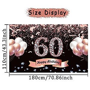 Trgowaul 60th Birthday Decorations for Women - Rose Gold Birthday Backdrop Banner, 60 Year Old Birthday Party Poster Decor, Happy 60th Birthday Party Decoration Photography Background