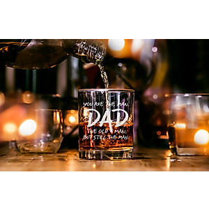 CARVELITA Dad, The Man, The Old Man Funny 11oz Whiskey Glass, Best Father's Day Gifts For Dad, Unique Gag Gift Idea For Him From Daughter, Son, Wife, Kids, Cool Birthday Present For Men, Guys, Fun
