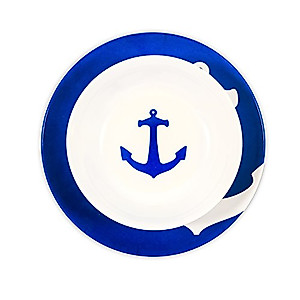 Camco Blue and White Nautical Design 12 Piece Dishware Set- Includes Marine Style Plates and Bowls | Perfect Boating, Sailing, Fishing, The Beach and More | Melamine Material -(41951)