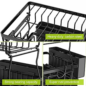 vikiciy Dish Rack Dish Drying Rack Dish Racks for Kitchen Counter, Drying Rack for Kitchen Counter 2 Tier Dish Rack with Auto-draining Tray for Kitchen with Utensil Holder, Cutting Board Holder