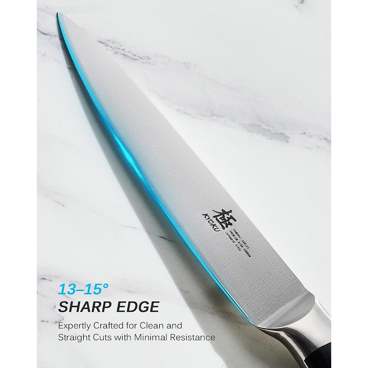 KYOKU 5" Kitchen Utility Knife, Samurai Series Chef Knife with Pakkawood Handle & Mosaic Pin, Japanese High Carbon Steel Knife, Full Tang Kitchen Knife for Vegetable Fruit Herb with Sheath and Case