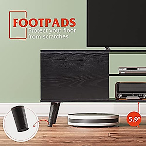 WLIVE TV Stand for 55 60 inch TV, Entertainment Center with Storage Cabinets, Rustic TV Console for Living Room Decor, Black