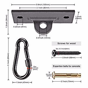 Dolibest Heavy Bag Hangers Brackets, Punching Bag Hangers, Heavy Bag Ceiling Mount with Carabiner for Body Weight Strength Training Systems, Aerial Yoga Swing & Hammock, Resistance Band