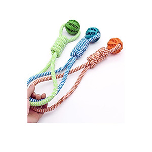 Generic Interactive Dog Rope Ball Toy (3 Colors). Interactive Dog Toy, Teeth Cleaning, Food Dispensing, Toy for Tug of War Playing, Durable Rubber Ball (Green)