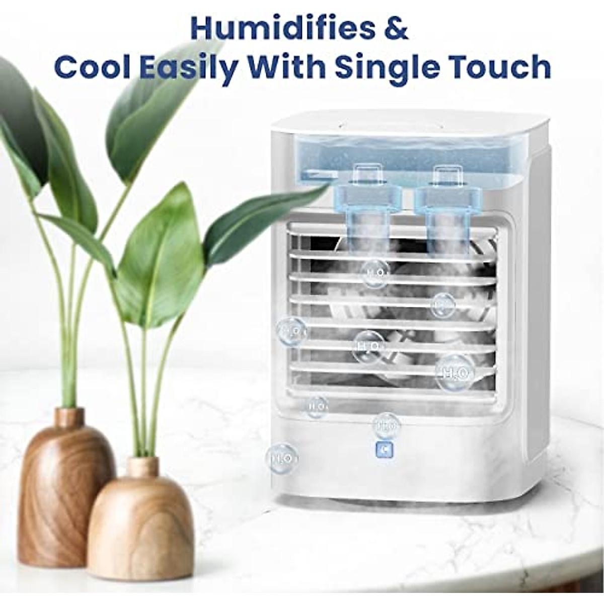 Portable Air Conditioner, BREEZEWELL 8in Rechargeable Small Evaporative Air Cooler, 90°Auto Oscillation, 7 Color Vibe Lights, 4000mAh Battery Powered Humidifier, Mini Air Conditioner for Camping, Car