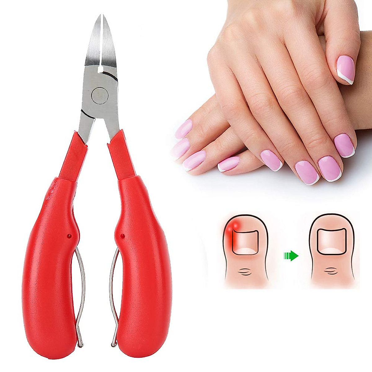 Pedicure Cutter Tool Cuticle Scissors Stainless Steel Nail Cuticle Pliers for Home Use for Men and Women (red)