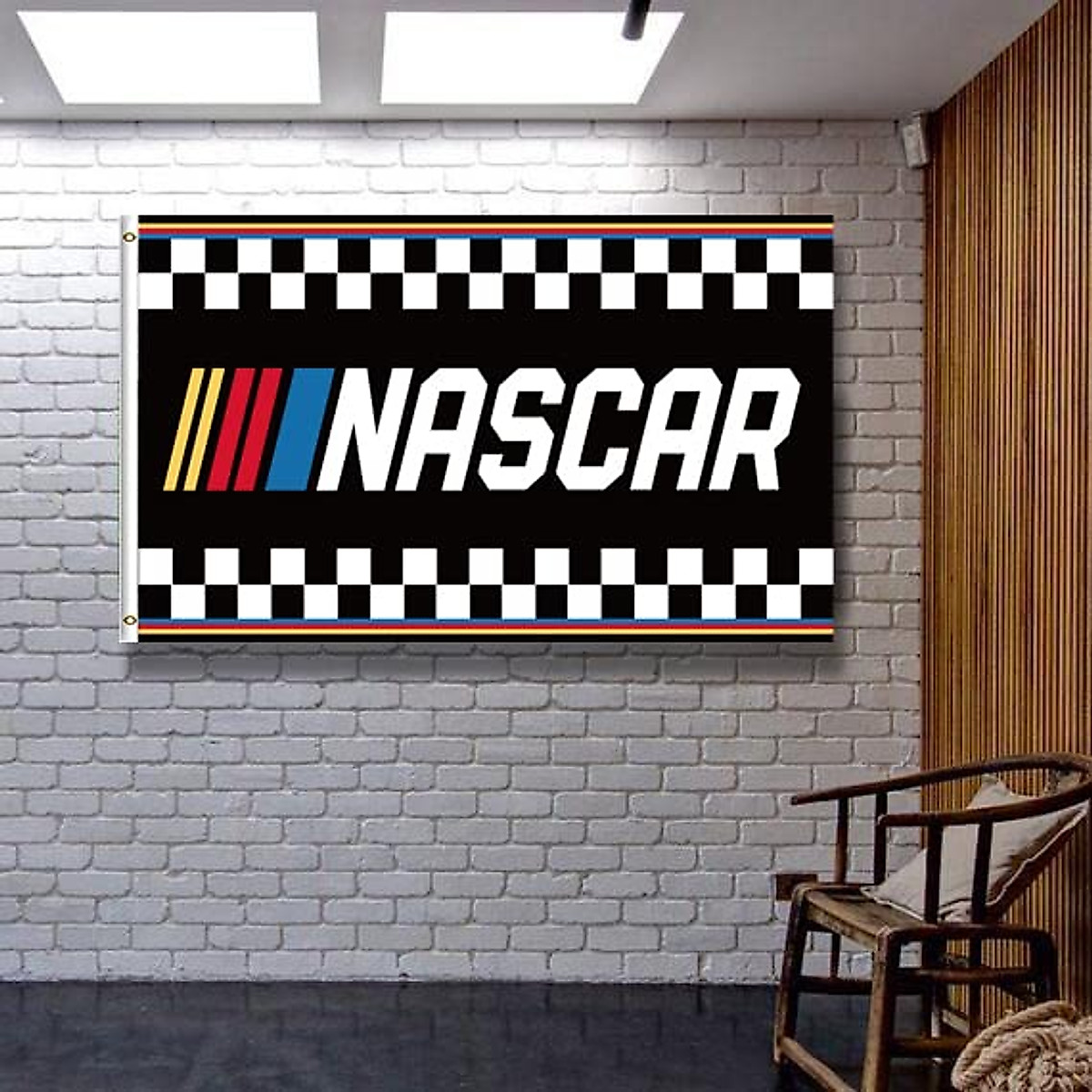 Kasflag NASCAR Checkered Flag Banner (3x5ft,Heavy Duty, Durable 150D Polyester) Brass Grommets For College Dorm Room Man Cave