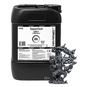 SuperFast 8K 3D Printer Resin Water Washable, 50um Print in 0.5 sec, Made in Korea by 3DMaterials (5000g, Grey)