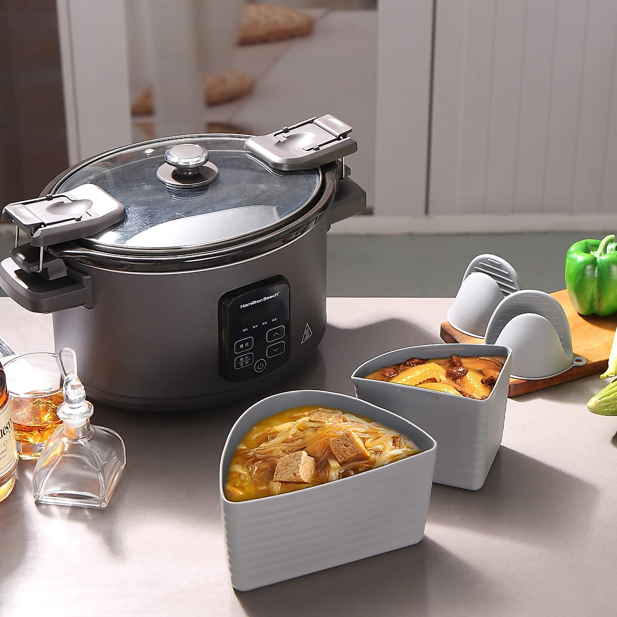 Syaws Crock Pots Liners 3Pack,Slow Cooker Divider Liner, Reusable & Leakproof Silicone Slow Cook Liner,BPA Free & Dishwasher Safe Slow Cooker Insert for 6 QT Crock-pots