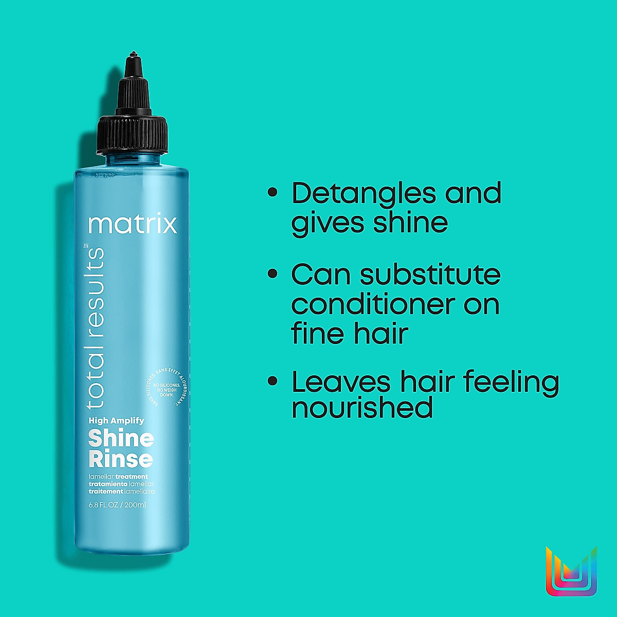 Matrix High Amplify Shine Rinse Lamellar Treatment | Conditioning Hair Treatment | For Volumizing and Detangling Hair | Adds Shine | Salon Treatment | 6.8 Fl. Oz. | Vegan