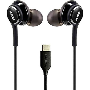 UrbanX OEM 2021 Stereo Headphones for Samsung Galaxy S20 Ultra 5G Braided Cable with Microphone (Black) USB-C Connector (US Version with Warranty)