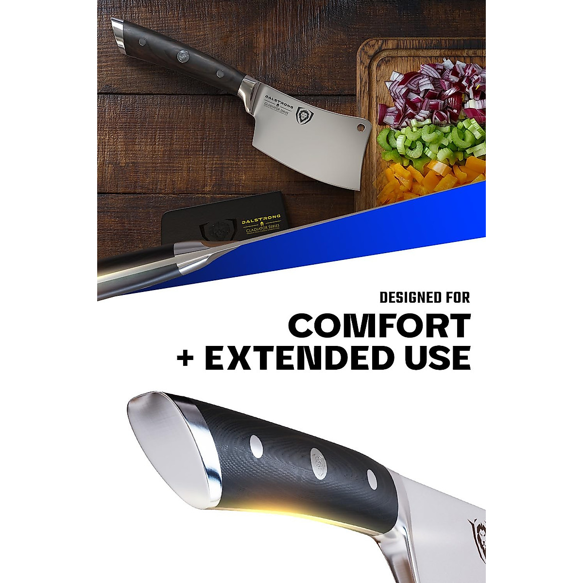 Dalstrong Meat Cleaver Knife -4.5"- Gladiator Series Elite-Heavy Duty Giftable Kitchen Knife - Black Handle-Razor Sharp Knife-Forged High Carbon German Steel -w/Sheath-NSF Certified