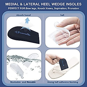 Urwalk 3 Layers Adjustable Supination & Over - Pronation Adhesive Corrective Gel Shoe Inserts, Medial& Lateral Heel Wedge Lifts for