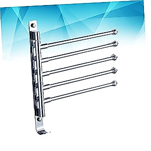 HOLIDYOYO 5 Aluminum Towel Rack Bathroom Clothes Rail Silver Simple Tower Rack Swivel Towel Rack