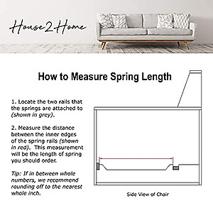 House2Home 25" Sofa Upholstery Spring Replacement, 2pk Repair Kit for Furniture Chair Couch, Includes Clips, Screws, and Instructions