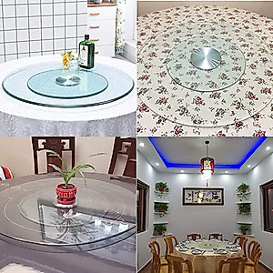 WYFFF Glass Lazy Susan Turntable 36 Inches, Aluminum Alloy Bearing, Silent/Smooth/not Easy to Dump, Round Decorative Rotating Tray, for Dining Table