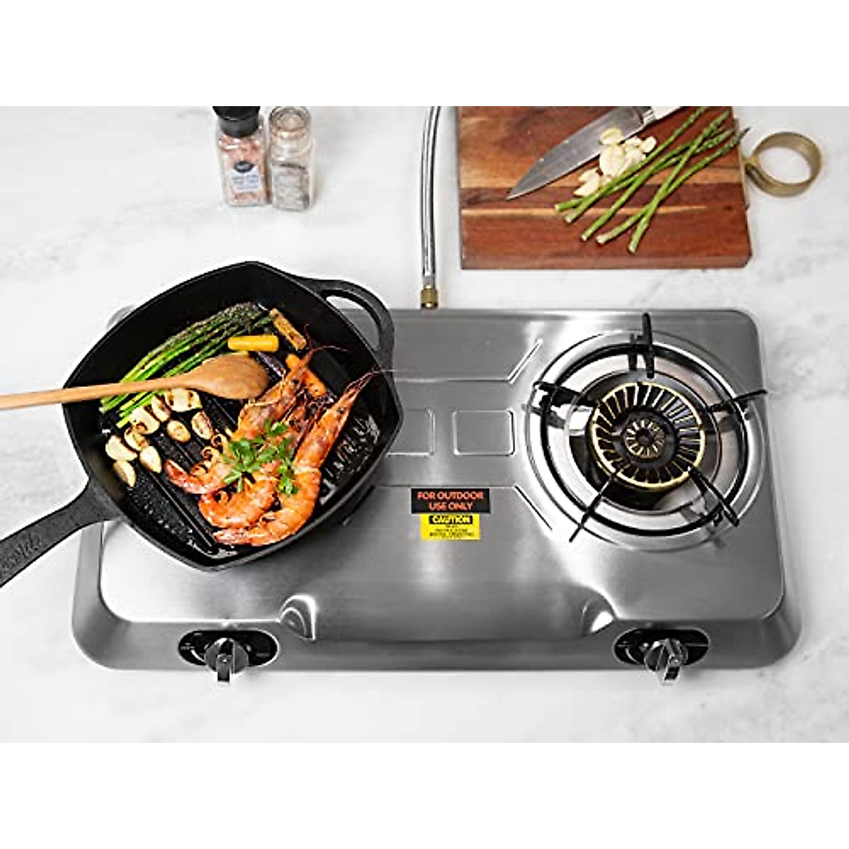 XtremepowerUS Double Burner Stove Auto Ignition Cooktop Outdoor Propane Tank Camp Stove Propane Burner Portable Stove Burner