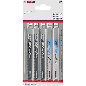 Bosch 2608667855 Jigsaw Blade-Set U111C/U111D/U1 5 Pcs
