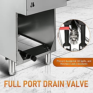 HOCCOT Commercial Deep Fryer with 3 Tube Burners, Stainless Steel Gas Floor Fryer in 90,000 BTU, 40lb. Capacity Deep Fryer with 2 Baskets for Restaurant Kitchen Food truck, 200℉-400℉ Adjustable Temp