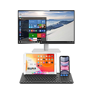 Arteck Wireless Bluetooth Keyboard for Windows, iOS, Android, Computer, Laptop, Smartphone - Multi-Functional with Built-in Cradle