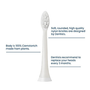 Zimba Whitening Replacement Brush Heads Compatible with Philips Sonicare Toothbrush with Click-On Handles, 3 Pack Replacement Heads, Eco Brush Heads Made from Plants