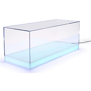 Displays2go 30 x 12 Illuminated Acrylic Display Case, 16 Color Modes – Clear, White (FDLEDDCSQ3)