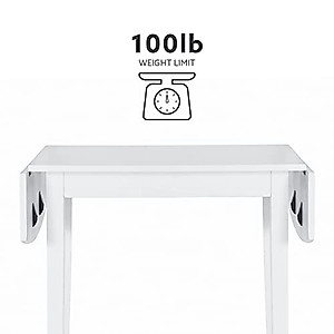 Linon White 30" Square 30" X 48" Fully Extended Torino Drop Leaf Table